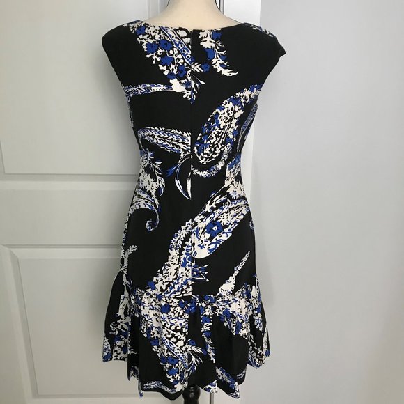 Per Se | Dresses | Per Se Patterned Flounce Dress Sz 2 | Poshmark